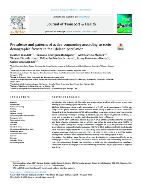 Pdf Prevalence And Patterns Of Active Commuting According To Socio