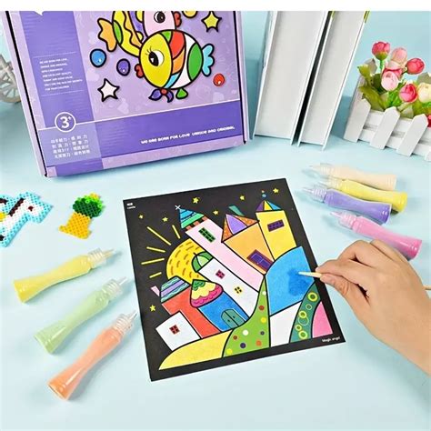 어린이 컬러 샌드 페인팅 수제 Diy 생산 스크레이퍼 아트 컬러 샌드 페인팅 게임 장난감 예술 및 공예 Diy 장난감