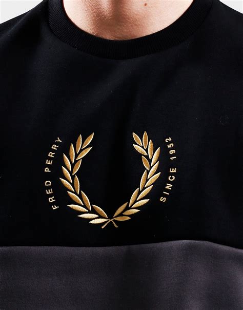 Fred Perry Circle Colour Block Crew Sweat Black Terraces Menswear
