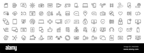 Technologies And Internet Line Icons Collection Big Ui Icon Set Thin Outline Icons Pack