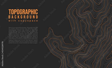 Fully Editable And Scalable Vector Illustration Of Topographic Map With A Copy Space On A Dark