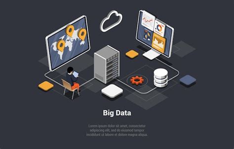 premium vector big data processing center server room with hardware