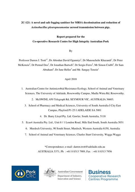 Pdf 2c 121 A Novel And Safe Fogging Sanitiser For Mrsa