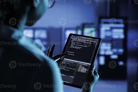 Close Up Of Skilled Worker Running Code And Programming On Laptop Troubleshooting And Upgrading