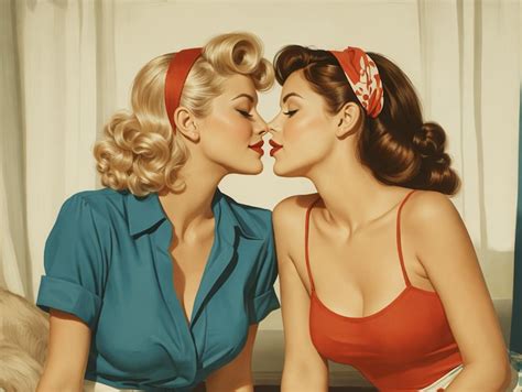 Vintage Lesbian Kiss Poster Sapphic Retro Wall Art Print Wlw Etsy