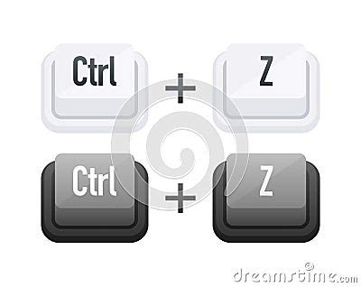 Ctrl Z Keyboard Key Shortcut Keys Hotkeys Undo The Last Committed Action Vector Illustration
