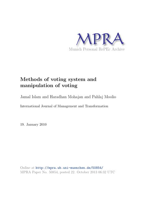 PDF Methods Of Voting System And Manipulation Of Voting