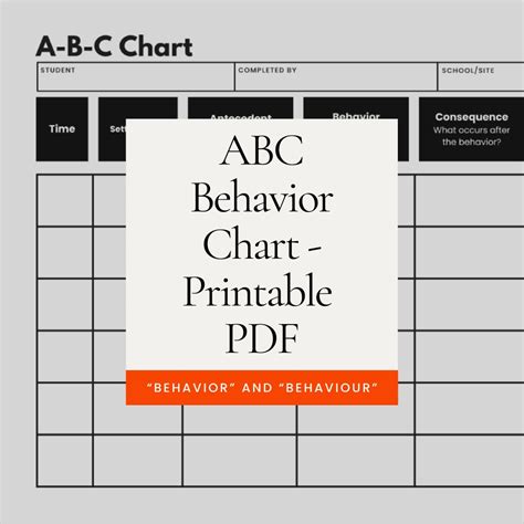 Abc Behavior Chart Printable Pdf Behavior And Behaviour Instant Download Etsy Uk
