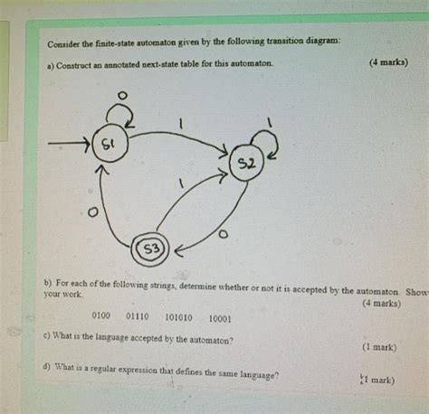 Solved Consider The Finite State Automaton Given By The