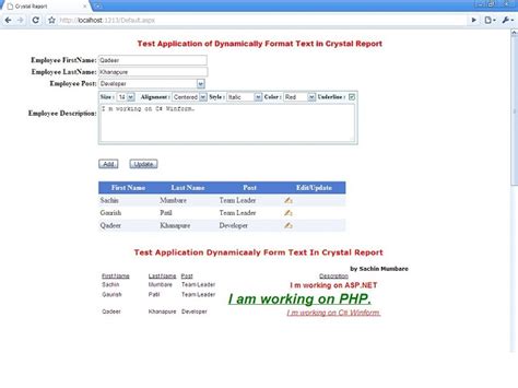 Crystal Reports Dynamic Text Format