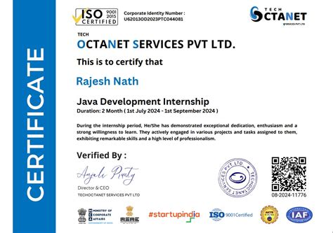 Rajesh Nath On Linkedin Internship Javadeveloper Thankful Octanet