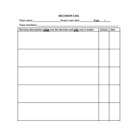 Decision Log Templates 12 Free Docs Xlsx PDF Formats