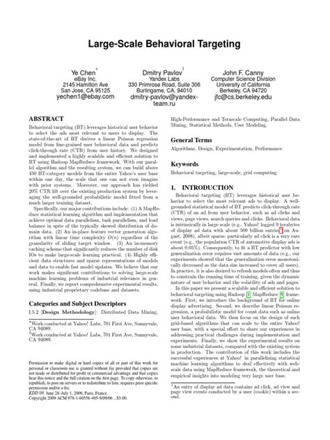 2009 Large Scale Behavioral Targeting 3llf0343v2 Pdf Matrix