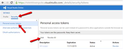 Generating Visual Studio Online Credentials