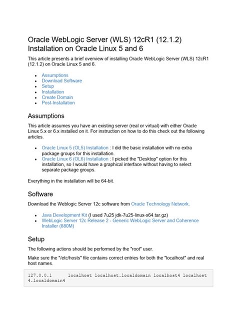 Oracle Weblogic Server Installation In Linux Pdf Installation Computer Programs