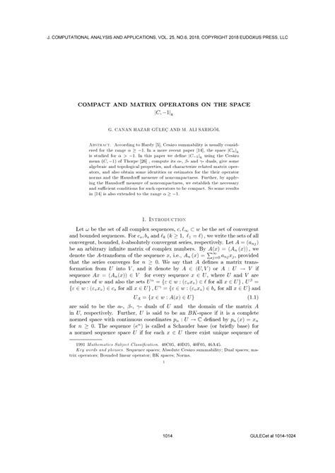 Pdf Compact And Matrix Operators On The Space C 1k