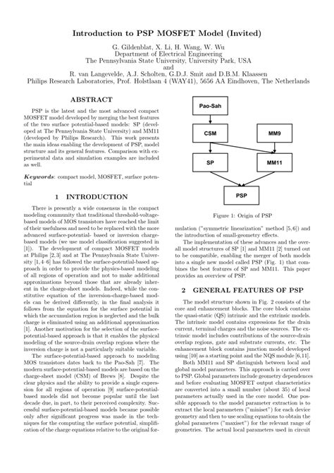 Pdf Introduction To Psp Mosfet Model Invited