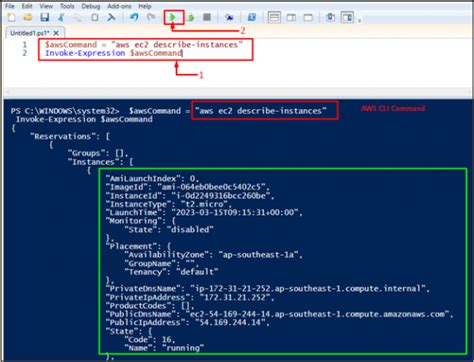 Cómo ejecuto los comandos de la CLI de AWS en el script de PowerShell