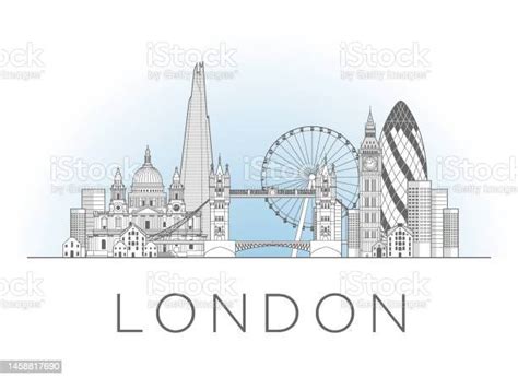 런던 영국 도시 풍경 라인 아트 스타일 벡터 일러스트 레이 션 런던 잉글랜드에 대한 스톡 벡터 아트 및 기타 이미지 런던 잉글랜드 세인트 폴 대성당 스카이라인