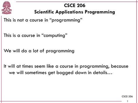 Ppt Csce 206 Scientific Applications Programming Powerpoint