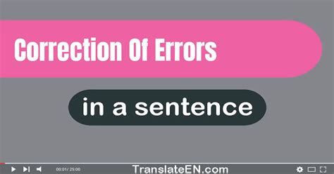Correction Of Errors In A Sentence