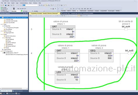 Corso Di Programmazione PLC Allen Bradley Con Logix Designer Istruzioni Di Comparazione