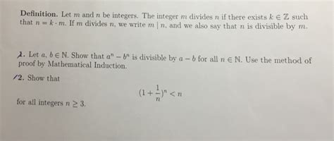 Solved Definition Let M And N Be Integers The Integer M