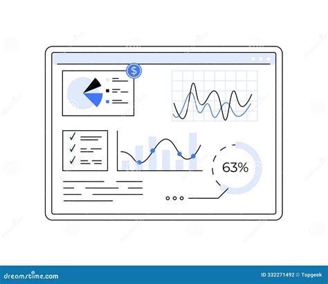 Data Dashboard Showing Financial Metrics Graphs Pie Chart And