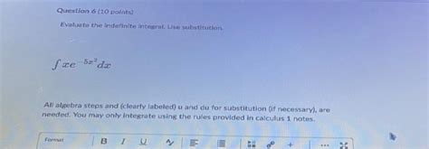 solved question 6 20 polnts evalueto the indefinite
