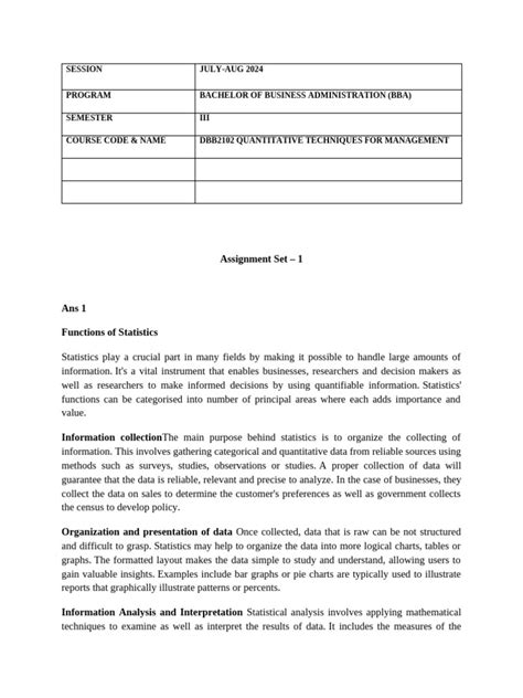 Dbb2102 Quantitative Techniques For Management Pdf Statistics Estimator