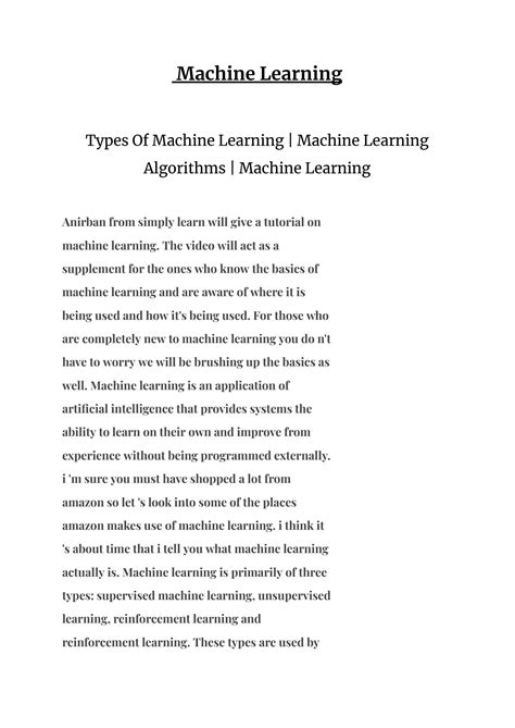 SOLUTION Types Of Machine Learning Studypool