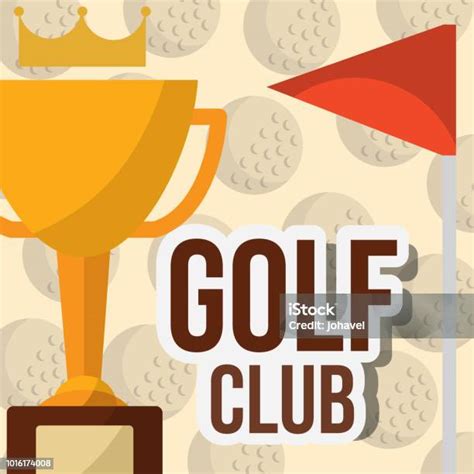 트로피 골프 클럽 레드 플래그 공 배경 포스터 Championship에 대한 스톡 벡터 아트 및 기타 이미지