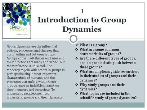 1 Introduction To Group Dynamics Group Dynamics Are