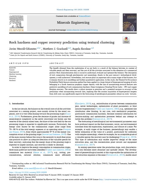 Rock Hardness And Copper Recovery Prediction Using Text2023minerals