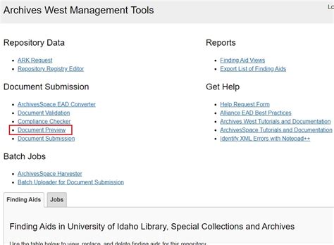 Archives West Finding Aid U Of I Library Spec Documentation