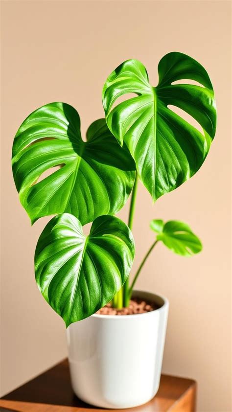 Эстетичный фон с растением монстерой на светлом фоне · Обои на телефон по ссылке в 2025 г