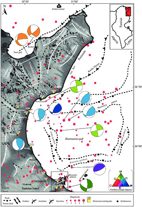 Seismotectonic Map Of North Eastern Tunisia Major Faults Dashed Download Scientific Diagram