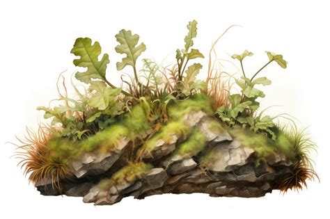 Bryophytes Plant Leaf White Background Premium Photo Illustration