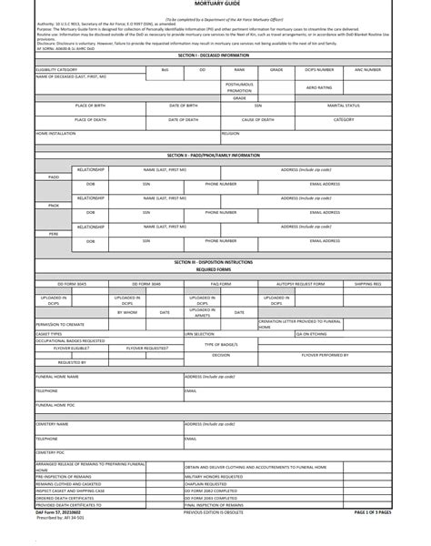 Daf Form 57 Printable Form 2025