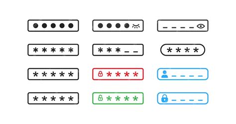 Premium Vector Password Bar Icon Set Cyber Security Safe Concept Padlock Hide Eye User Signs