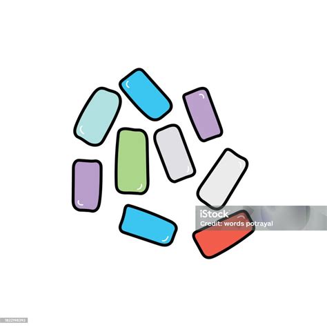 아이 그림 만화 벡터 일러스트 레이 션 껌 씹는 껌 흰색 배경에 고립 3차원 형태에 대한 스톡 벡터 아트 및 기타 이미지 3차원 형태 구 기포 Istock