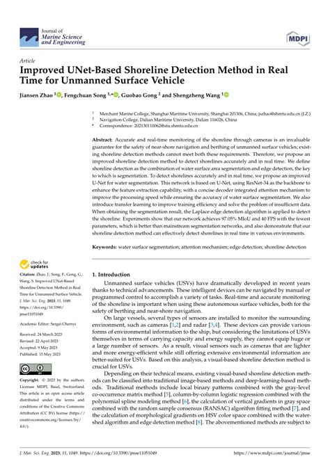 PDF Improved UNet Based Shoreline Detection Method In Real Time For Unmanned Surface Vehicle