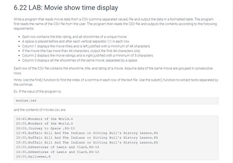 Solved Write A Program That Reads Movie Data From A Csv