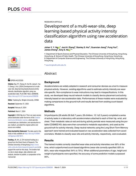 Pdf Development Of A Multi Wear Site Deep Learning Based Physical