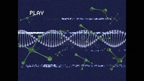 Animation Of Dna Strand And Molecules Over Screen With Play Interface