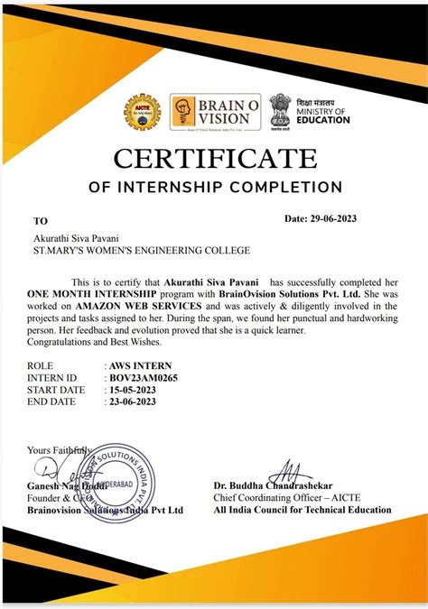 Completed My Amazon Web Services Intership With Brainovision Solutions