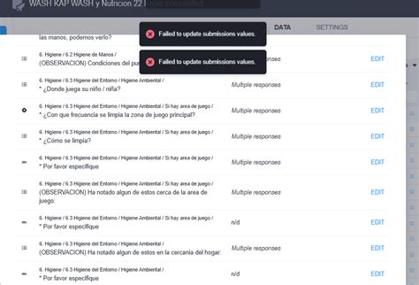 Error Failed To Update Submissions Values Page 2 Data Management