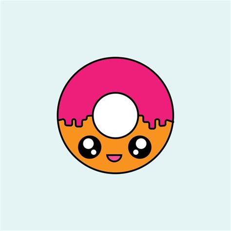 귀여운 도넛 만화 벡터 일러스트 레이 션 프리미엄 벡터