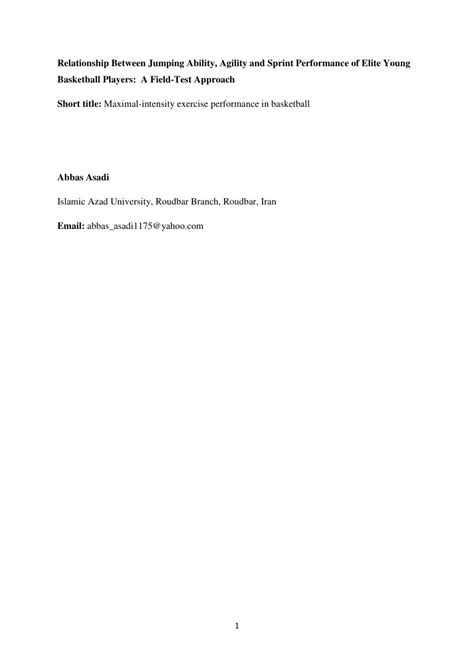 Pdf Relationship Between Jumping Ability Agility And Sprint