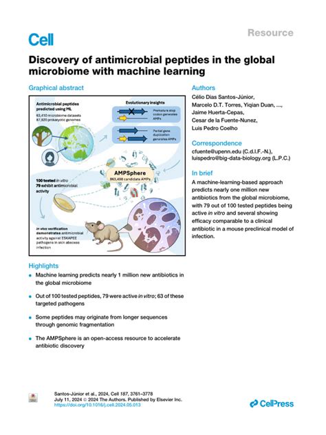 【important】discovery Of Antimicrobial Peptides In The Global Microbiome With Machine Learning